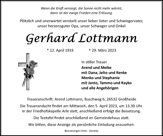 Traueranzeigen von Gerhard Lottmann | OK-Trauer.de